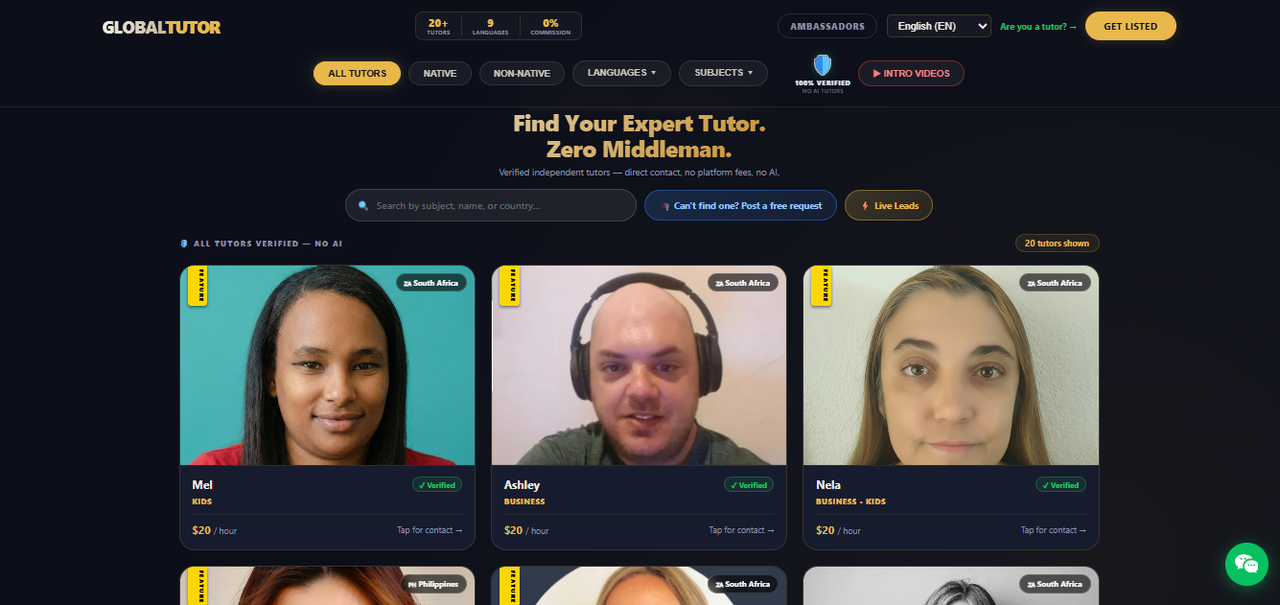 Global Tutor Board | Find Independent Tutors — 0% Commission, No Middleman