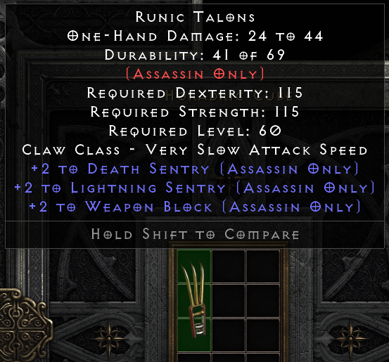 Trap Claws Rt +2 Ls +2 Ds +2 Wb - Topic - d2jsp