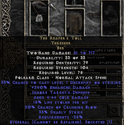 Perf Eth The Reapers Toll With Ber Rune - Topic - d2jsp