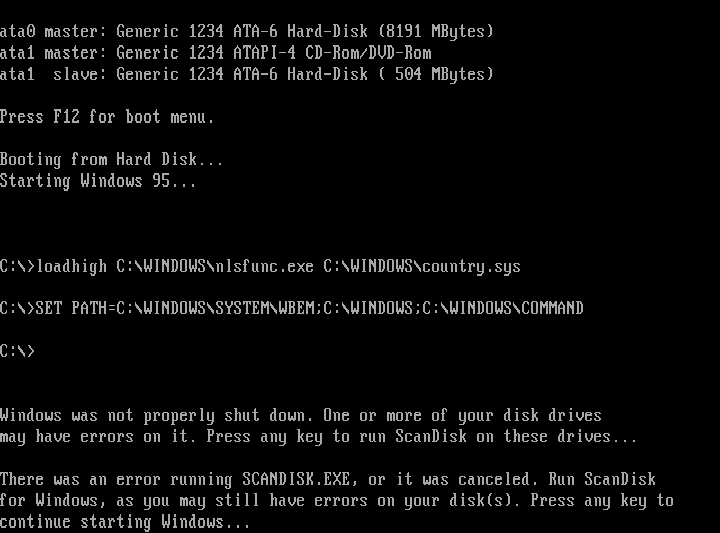 ScanDisk cannot be started if Windows 95 is forced to shut down and ...