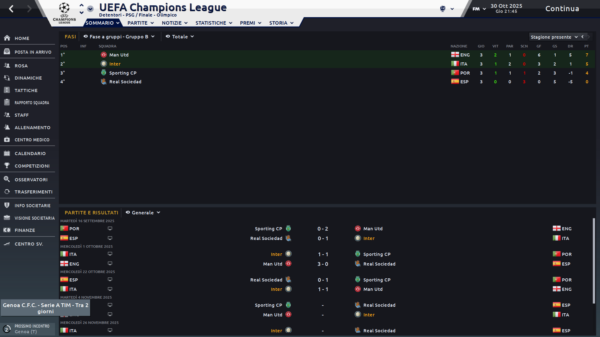 classifica champions — Postimages