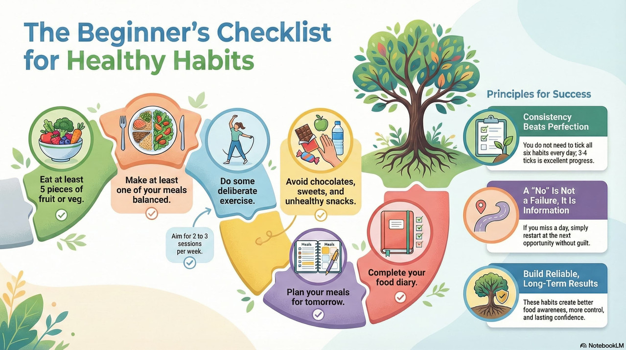 The 6 Healthy Habits Checklist - Eat, Move, Be Happy - Health Behaviour ...