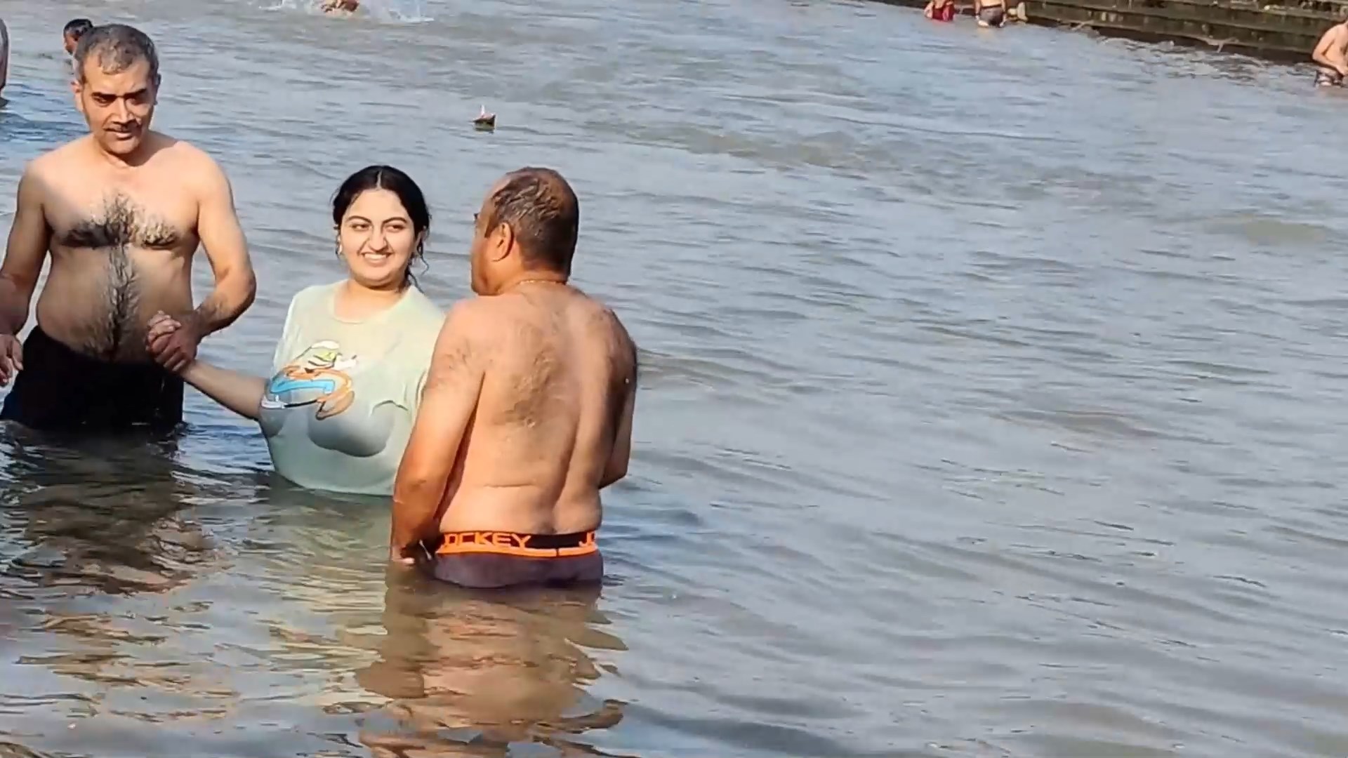 Cute Busty Huge Milky Breasts Hanging in Wet White T Shirt While taking dip mp4 snapshot 00 54 ...