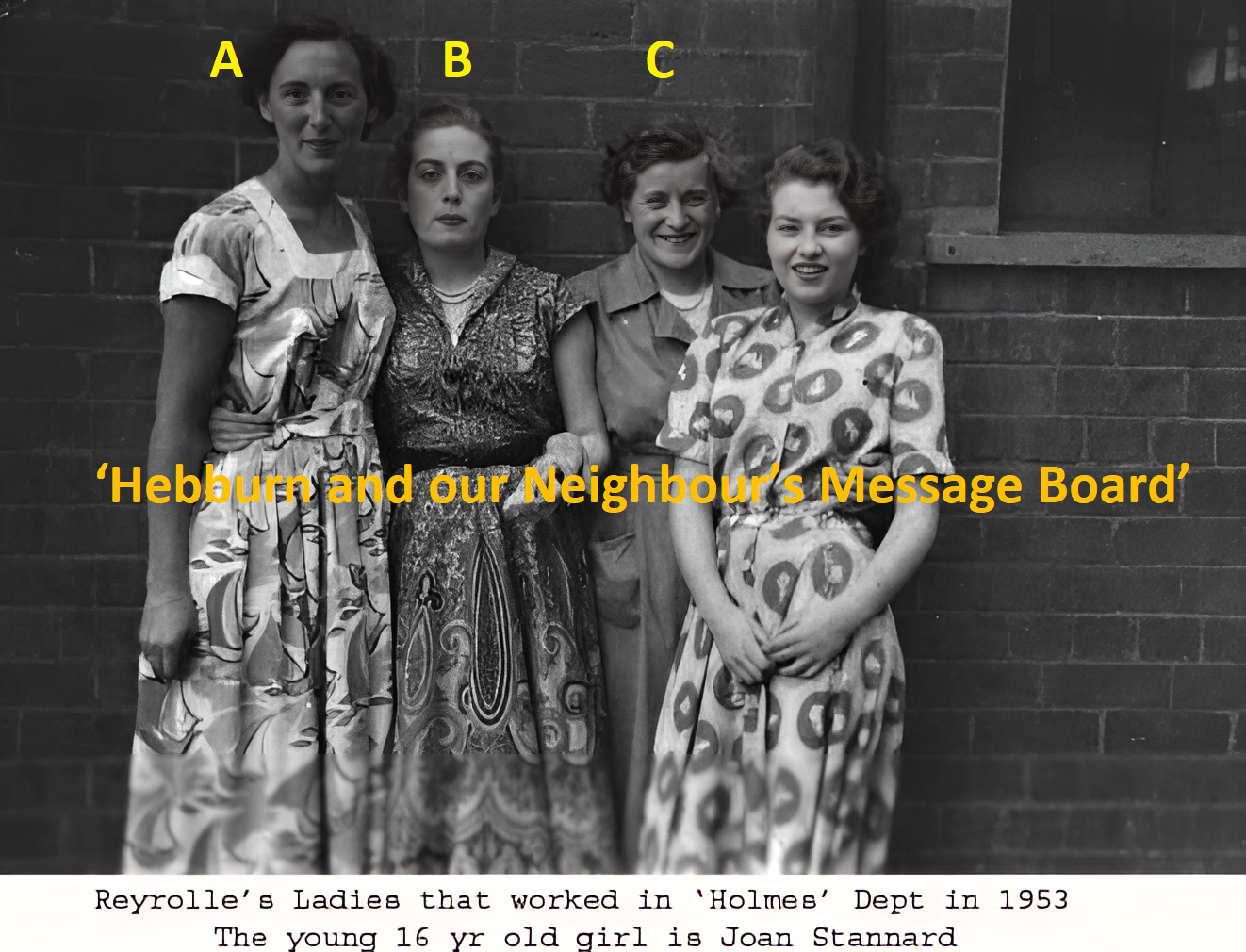 NAMES Reyrolle's ' Holmes Dept' ladies 1953 — Postimages