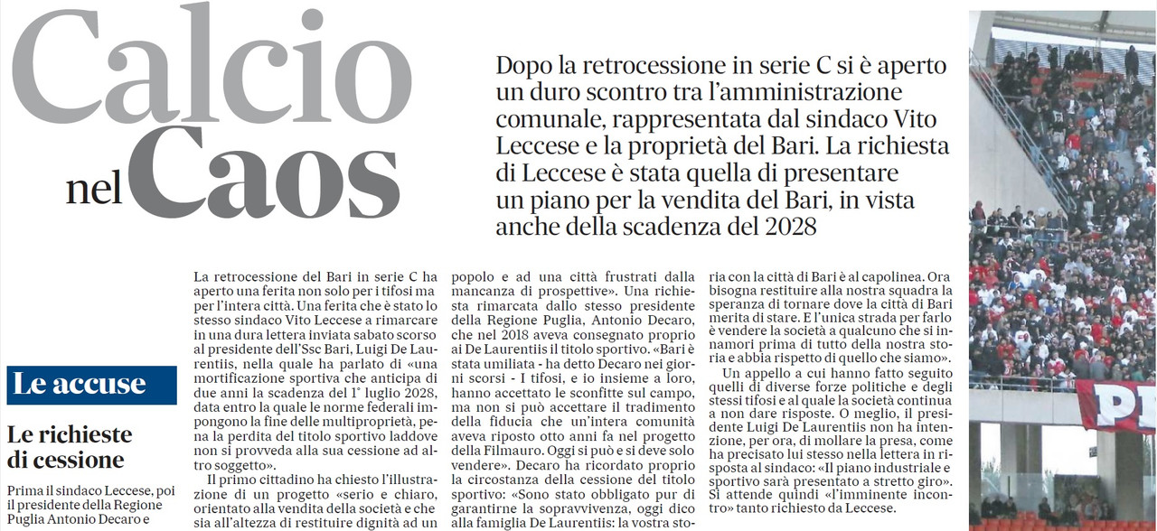 28/05/26 - DeLa e l'ipotesi vendita: "E' inusuale chiederla. Piano ...