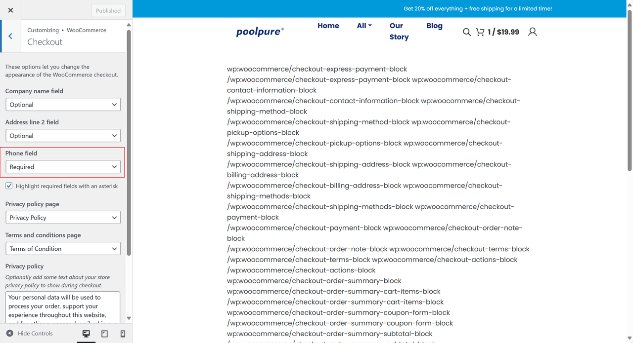 Checkout page phone field cannot set require | WordPress.org