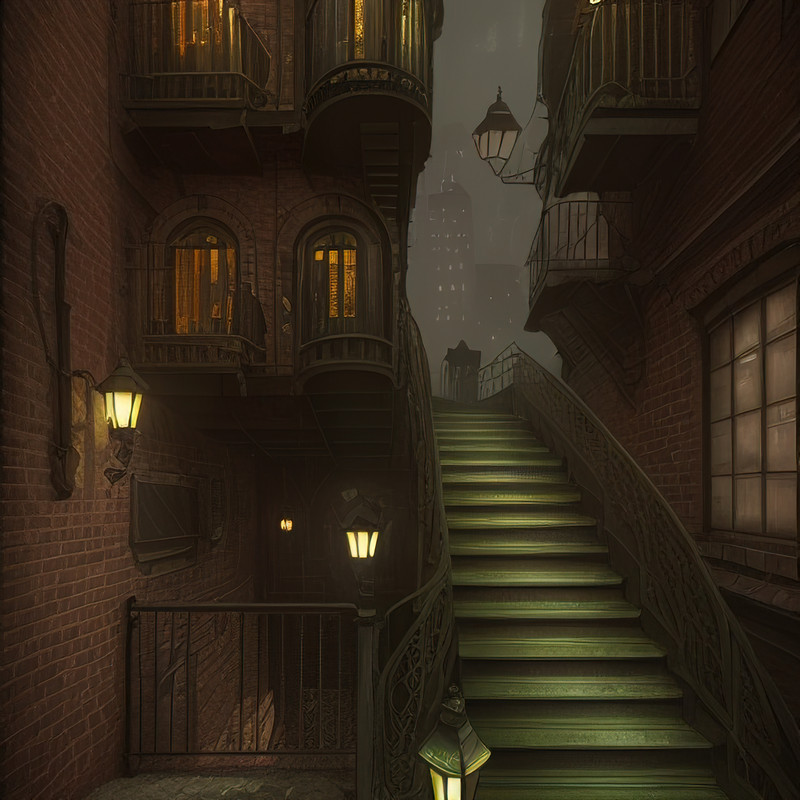 75 a dark city at night buildings of old bricks city sat on channel of ...