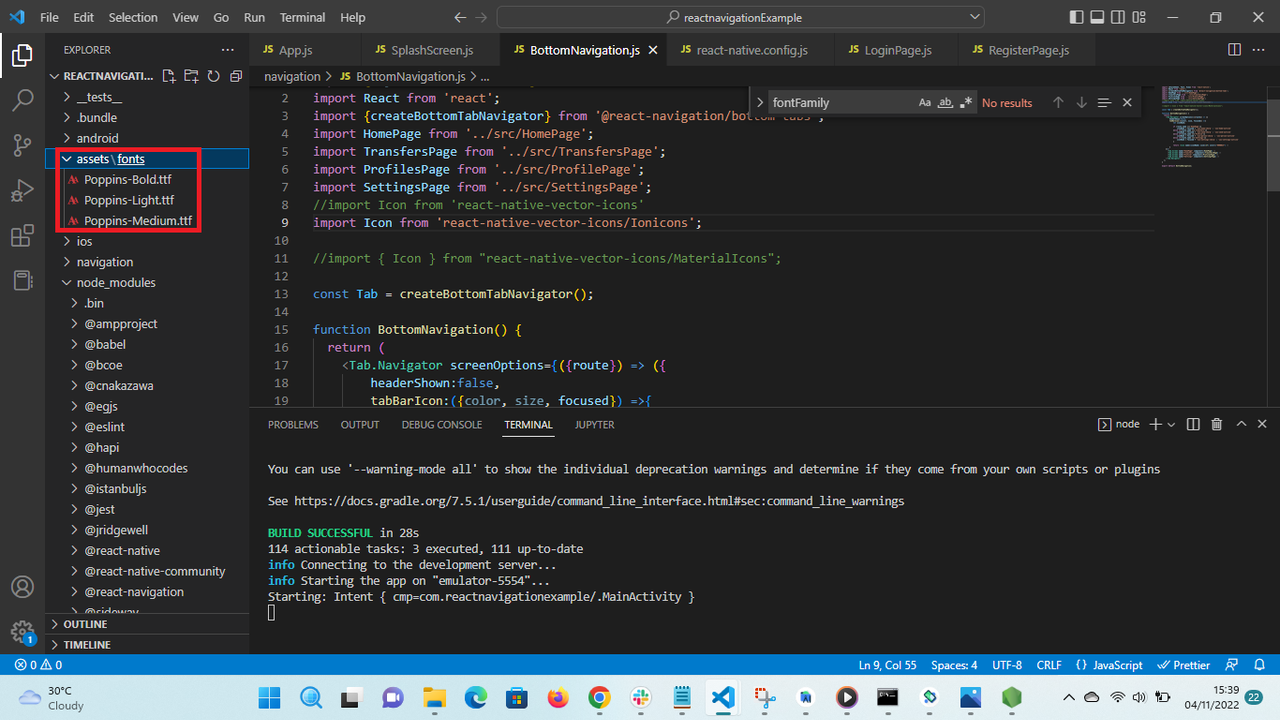 Using custom Font, font does not change in React native - Stack Overflow