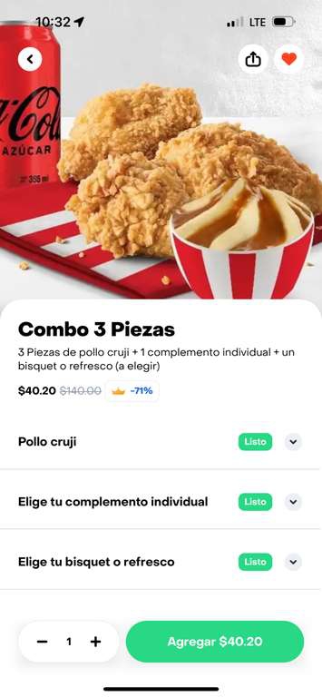 Rappi KFC Leap Day Combo 3 piezas de pollo Cruji complemento individual ...