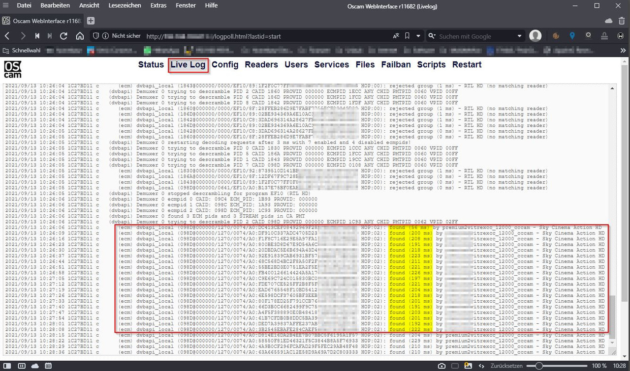 [TUTORIAL] Oscam Webinterface - Logs und Informationen - German - Linux ...