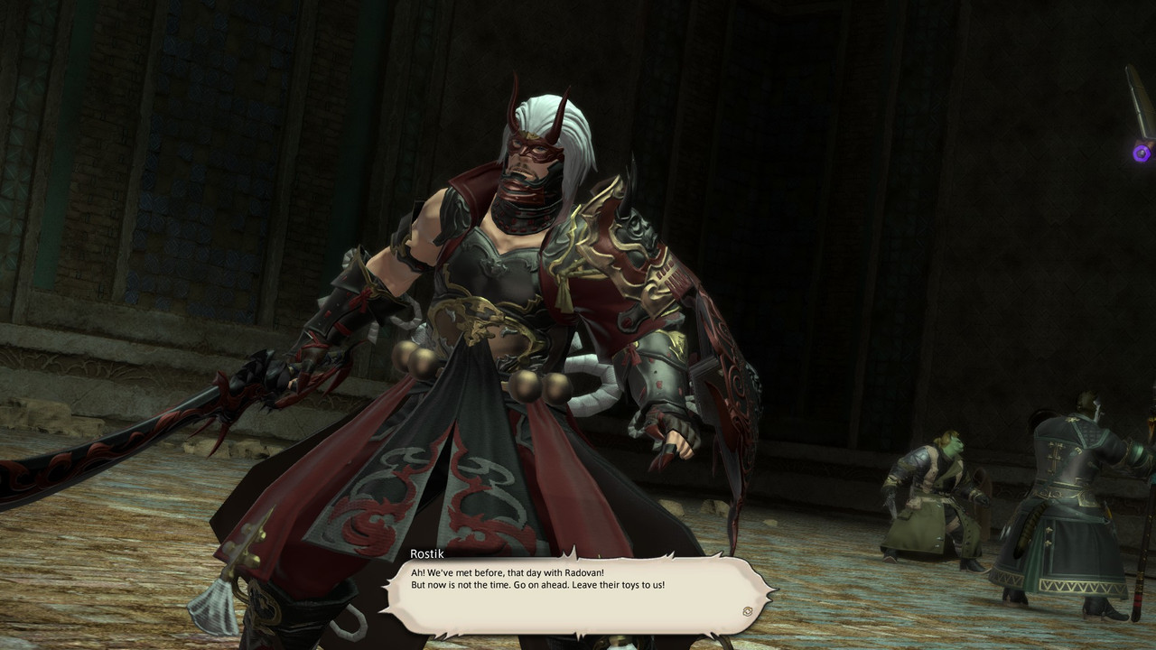Thancred makes a slightly different comment here based on the WOL's ...