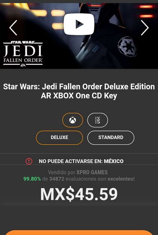 Kingun | Star Wars Jedi Fallen Order Deluxe Edition AR XBOX One CD Key