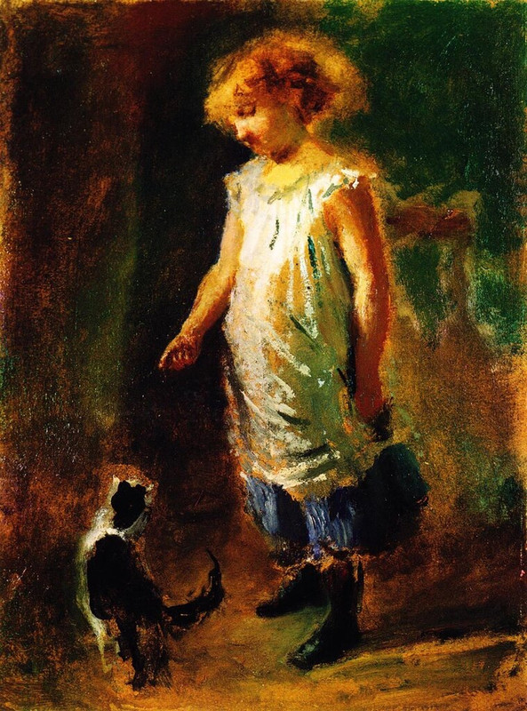 bambina che gioca col gatto2 — Postimages