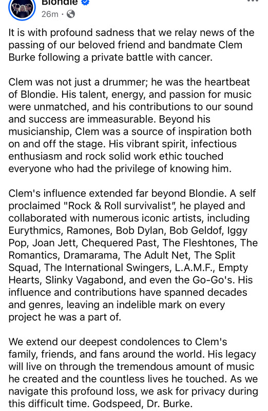 Rip Clem Burke, Blondie | Steve Hoffman Music Forums