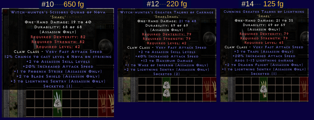 4/5 Ls Trapsin Collection - Claws Shop =-- - Topic - d2jsp