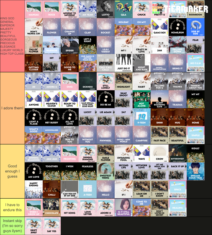 SVT Song Tier Ranking : r/seventeen