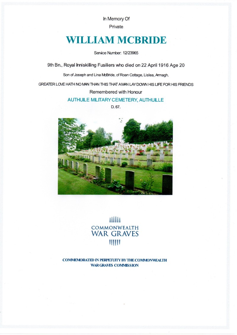 Willie Mc Bride Certificate — Postimages