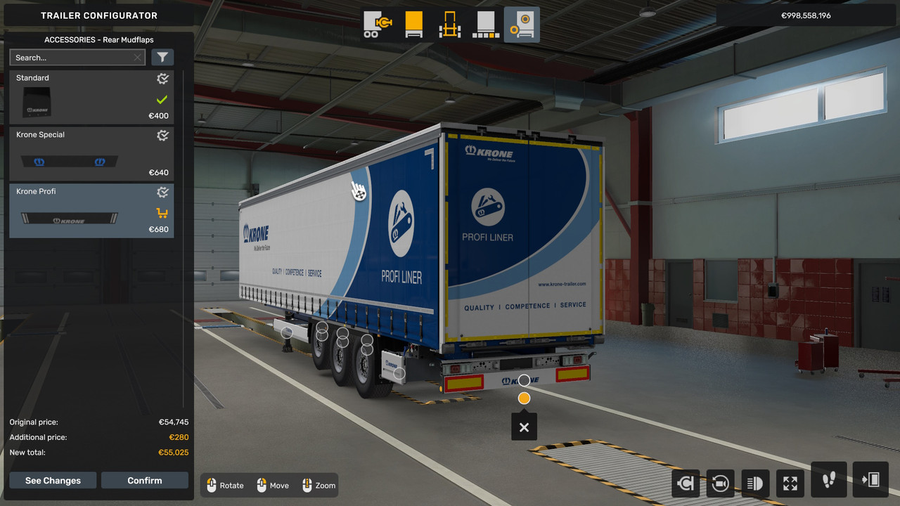 The "Krone Profi" rear mudflaps is not visible on the Krone Profi Liner ...