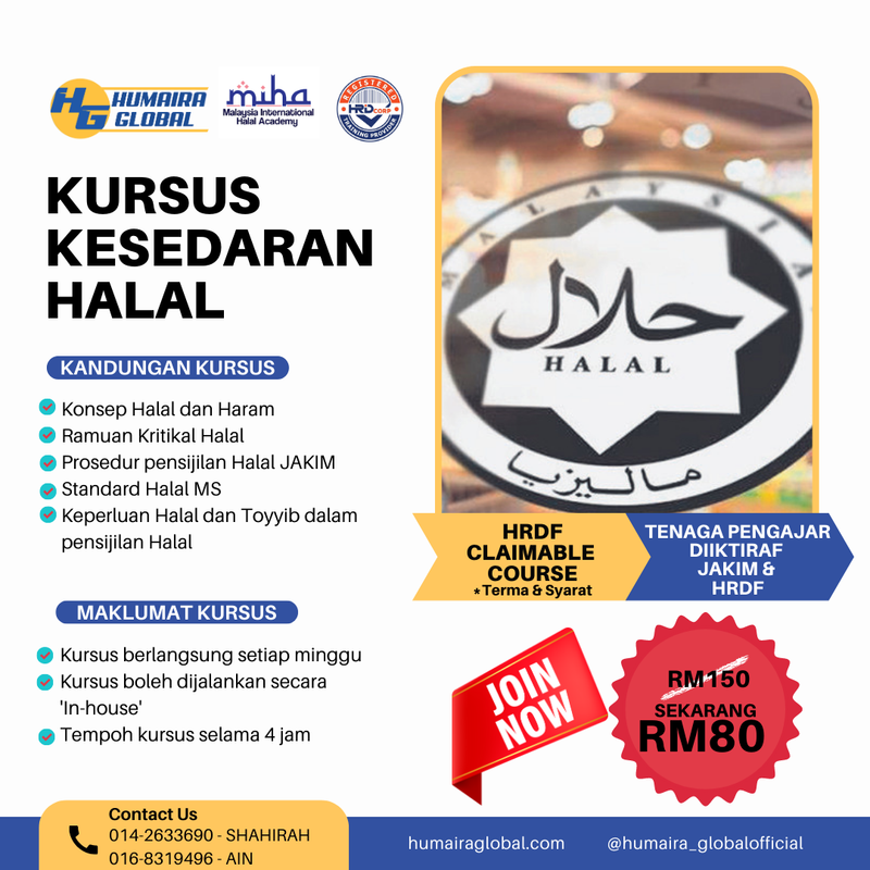 INFO KURSUS DAN PENDAFTARAN KURSUS KESEDARAN HALAL (HALAL AWARENESS) RM ...