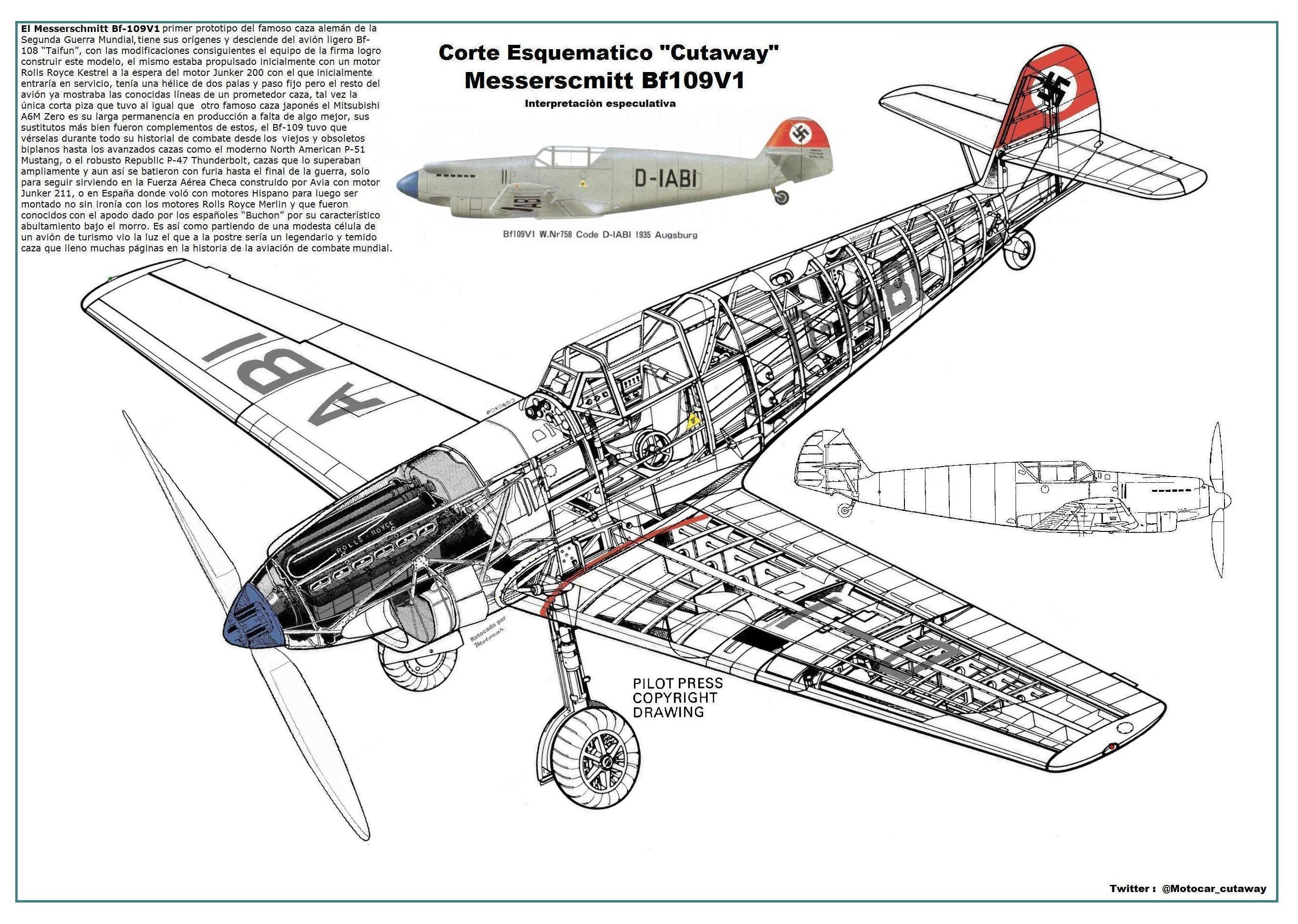 Cutaway Messerschmit Bf 109 V1 — Postimages